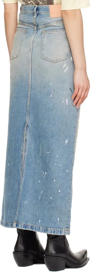 Acne Studios Logo Patch Denim Skirt - Light Blue
