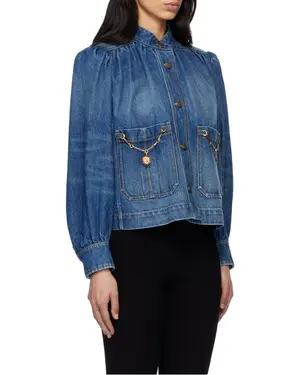 Chloé High-neck Gathered Denim Jacket