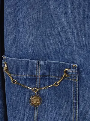 Chloé High-neck Gathered Denim Jacket - Blue