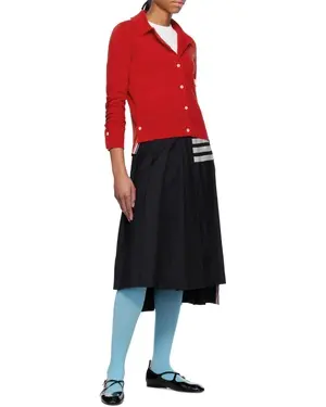 Thom Browne 4-bar Stripe Knitted Polo Shirt - Red