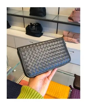 Bottega Veneta Intrecciato Weave Zip-around Wallet