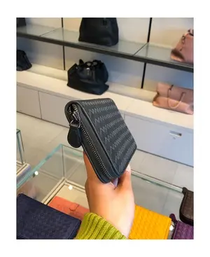 Bottega Veneta Intrecciato Weave Zip-around Wallet