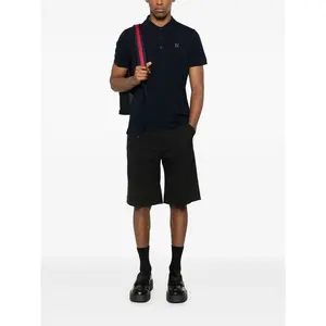 Fendi Logo Plaque Short-sleeved Polo Shirt - Navy Blue