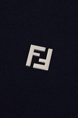 Fendi Logo Plaque Short-sleeved Polo Shirt - Navy Blue
