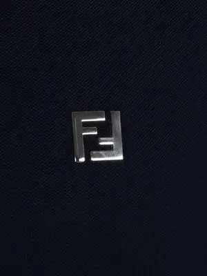 Fendi Logo Plaque Short-sleeved Polo Shirt - Navy Blue