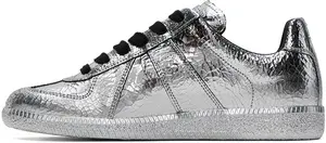 MAISON MARGIELA Replica Metallic-effect Lace-up Sneakers - Silver