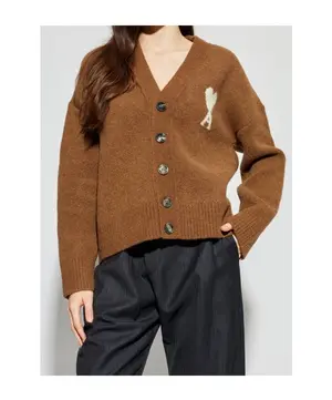 Ami De Coeur Knitted Cardigan - Brown