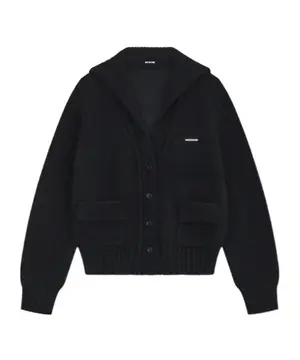 We11Done Ribbed Long Sleeve Sweater With Shawl Collar - Black