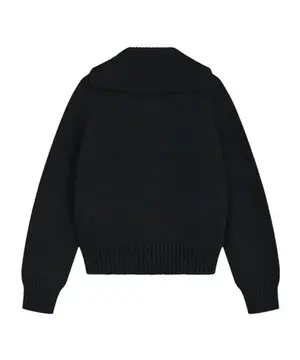 We11Done Ribbed Long Sleeve Sweater With Shawl Collar - Black