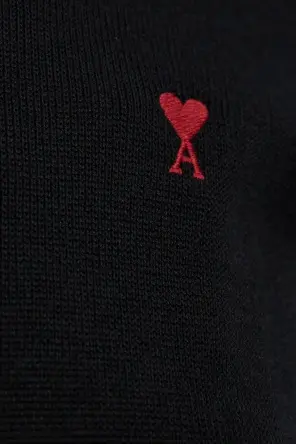 AMI Paris De Coeur Embroidered Turtleneck Jumper - Black