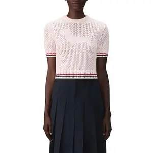 Thom Browne Hector Pointelle Knit T-shirt - Pink