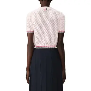 Thom Browne Hector Pointelle Knit T-shirt - Pink