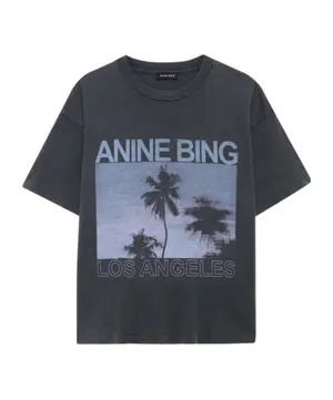 ANINE BING Anine Bing Cade Palms Printed T-Shirt Washed Ash