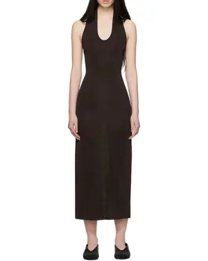 Khaite Coraline U-neck Knitted Maxi Dress - Brown