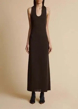 Khaite Coraline U-neck Knitted Maxi Dress - Brown
