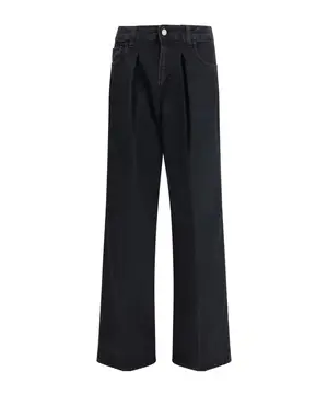 HAIKURE Pleated Wide Leg Jeans - Black