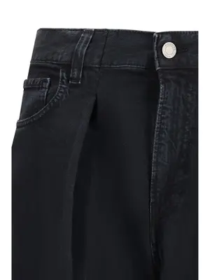 HAIKURE Pleated Wide Leg Jeans - Black