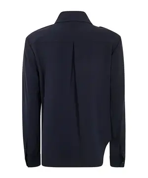 Michael Kors Crepe Utility Shirt With Button Pockets