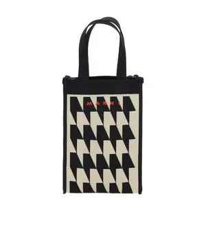 Marni Nano Shopping Bag In Houndstooth Jacquard