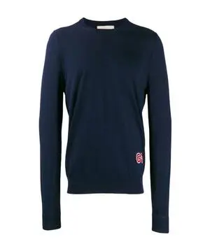 Gucci Navy Blue Gg Logo Patch Pullover - Black