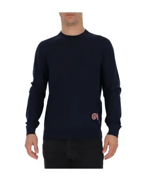 Gucci Navy Blue Gg Logo Patch Pullover - Black