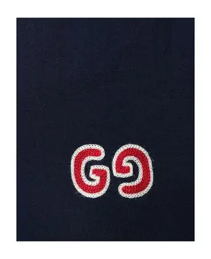 Gucci Navy Blue Gg Logo Patch Pullover - Black