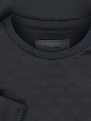 Prada All-over Triangle Motif Crewneck T-shirt - Black