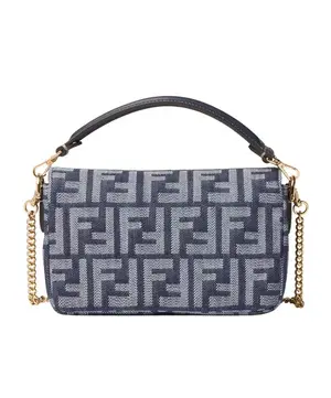 Fendi Baguette Ff Jacquard Mini Tote Bag - Dark Blue