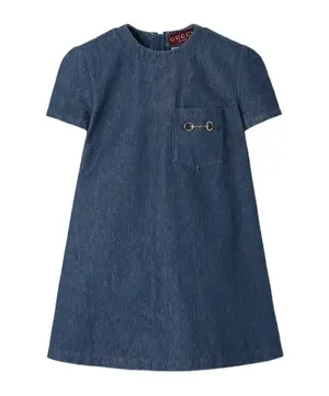 Gucci Short-sleeved Dress With Horsebit Detail - Deep Blue