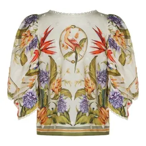 Farm Rio Tropical Puff-sleeve Top