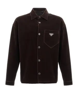 Prada Logo Plaque Button-up Shirt