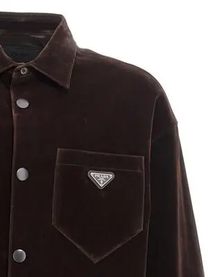 Prada Logo Plaque Button-up Shirt