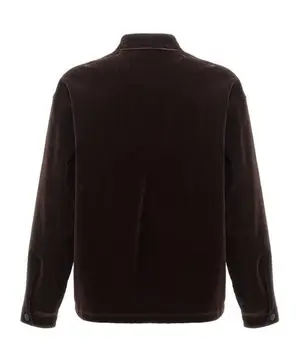 Prada Logo Plaque Button-up Shirt - Brown