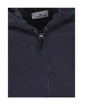 Stone Island Oversized Fit Hooded Zip-up Sweatshirt - Black