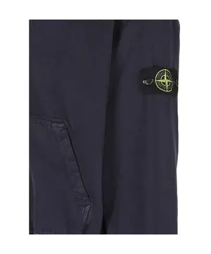Stone Island Oversized Fit Hooded Zip-up Sweatshirt - Black