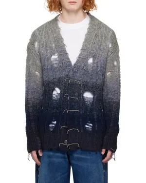 Off-White Distressed Knitted Cardigan