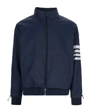 Thom Browne Zip-up 4-bar Striped Ripstop Jacket - Blue