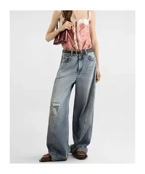 Dolce & Gabbana Wide Leg Distressed Jeans - Gray