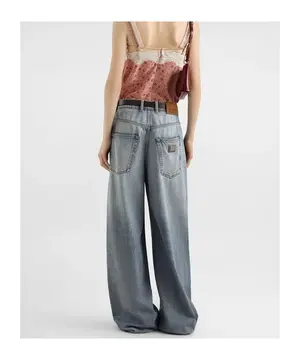Dolce & Gabbana Wide Leg Distressed Jeans - Gray