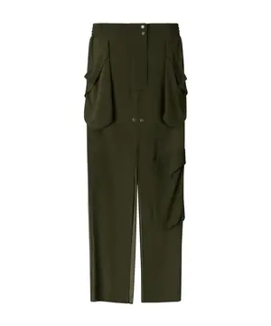 Pinko Front Slit Drawstring Sheer Cargo Midi Skirt