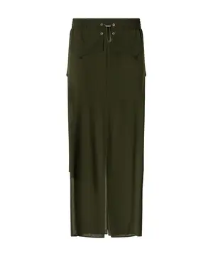 Pinko Front Slit Drawstring Sheer Cargo Midi Skirt