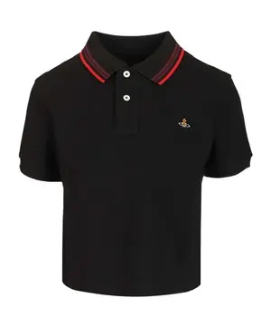 VIVIENNE WESTWOOD Short Sleeve Polo Shirt With Embroidered Saturn Logo