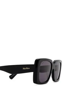 Max Mara Square Frame Sunglasses With Logo Detail - Bright Black