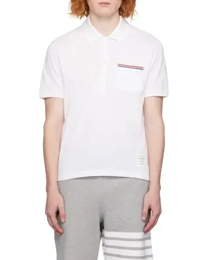 Thom Browne Rwb Short-sleeved Polo Shirt - White