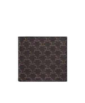 Celine Bi-fold Wallet In Triomphe Canvas - Black