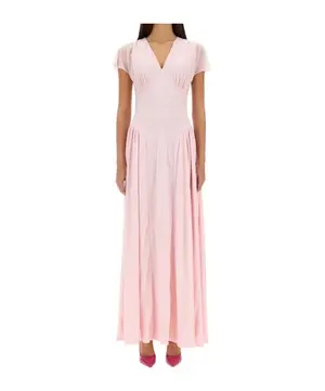 ROTATE BY BIRGER CHRISTENSEN Elegant Draped Long Dress - Pink