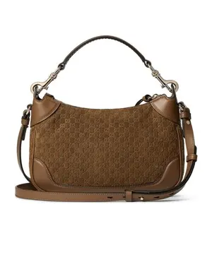 Gucci Monogram Suede And Leather Handbag