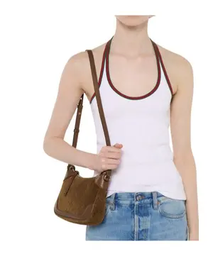 Gucci Monogram Suede And Leather Handbag