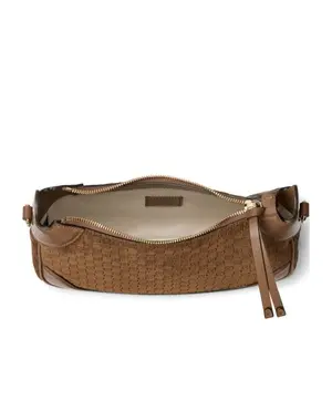 Gucci Monogram Suede And Leather Handbag