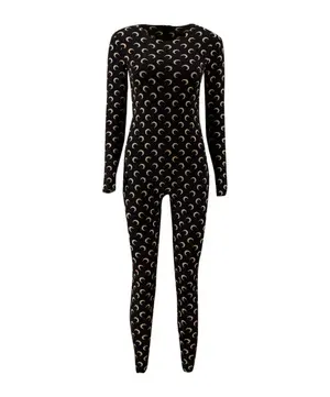 MARINE SERRE Crescent Moon Print Crewneck Jumpsuit - Black